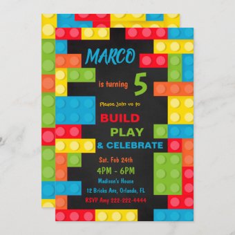 Building Blocks Invitations, Bricks Invitations | Zazzle