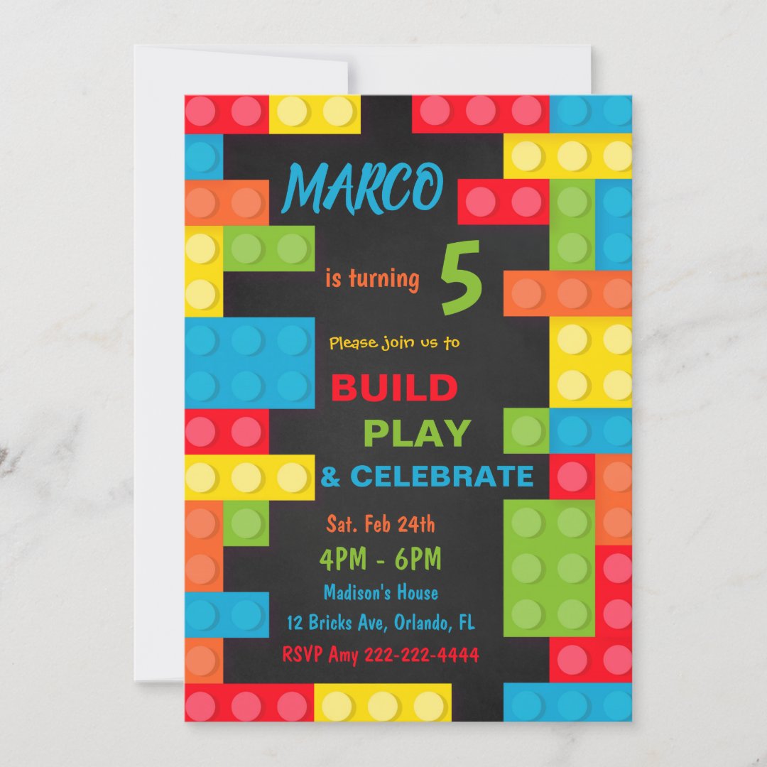Building Blocks Invitations, Bricks Invitations | Zazzle