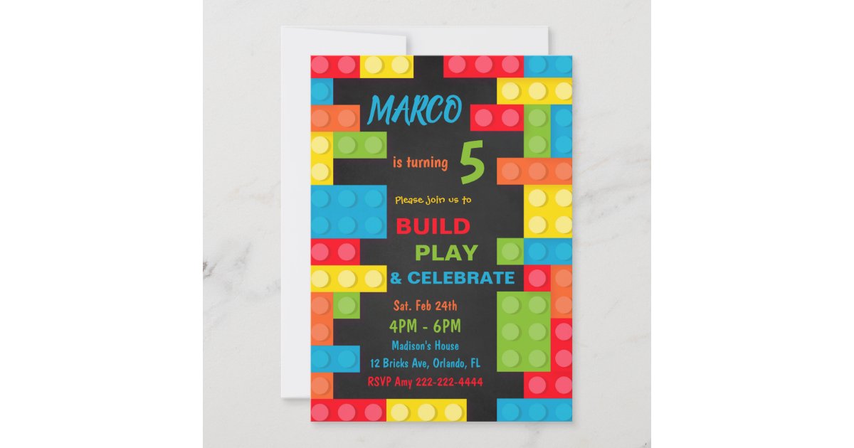 Building Blocks Invitations, Bricks Invitations | Zazzle