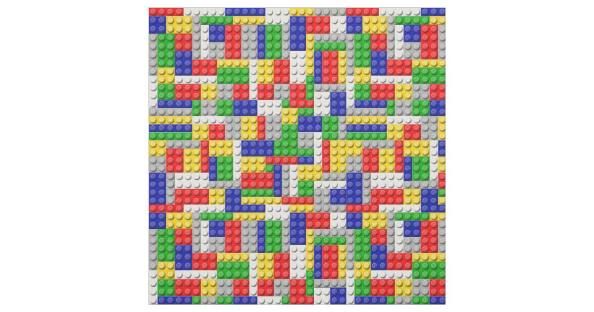 Building Blocks Primary Color Boy's Birthday/Party Fabric | Zazzle