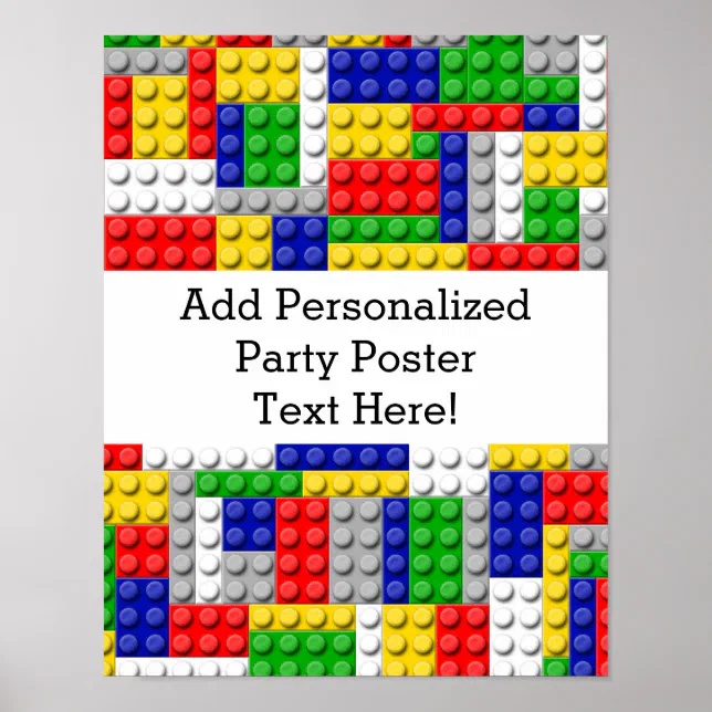 Building Blocks Primary Color Boy's Birthday/Party Poster | Zazzle