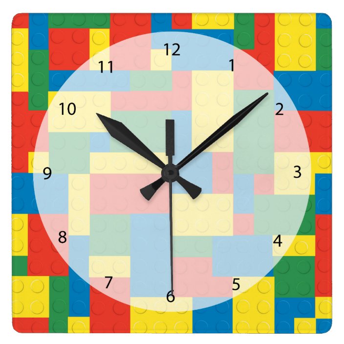 Building blocks square wall clock | Zazzle.com