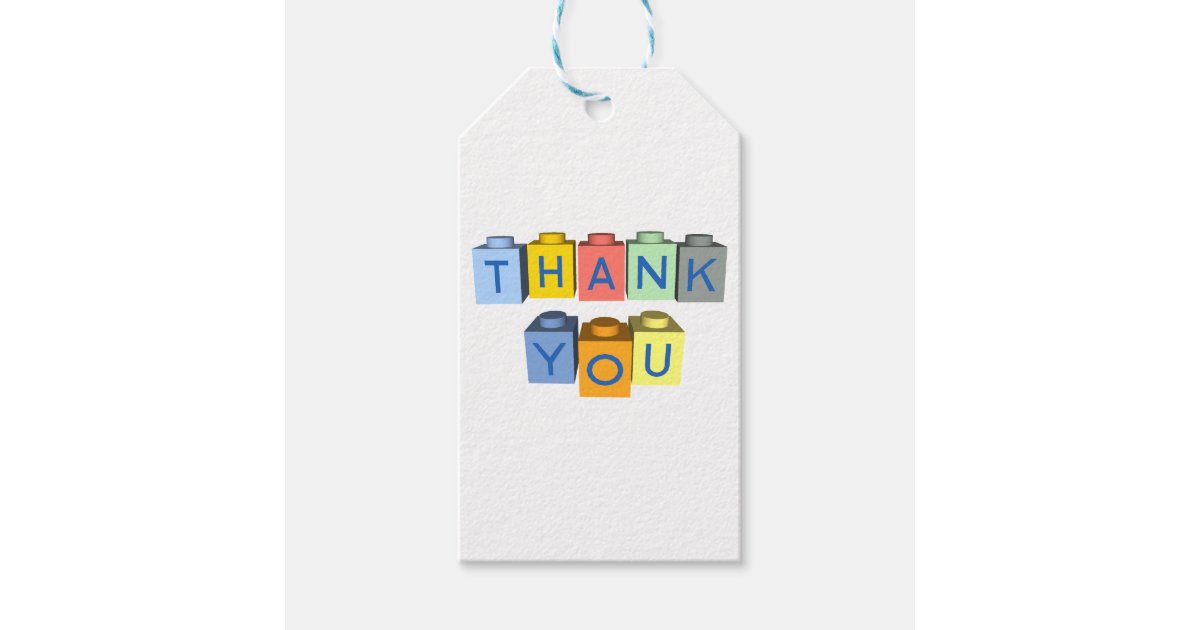 Building Blocks Thank You Message Gift Tags | Zazzle