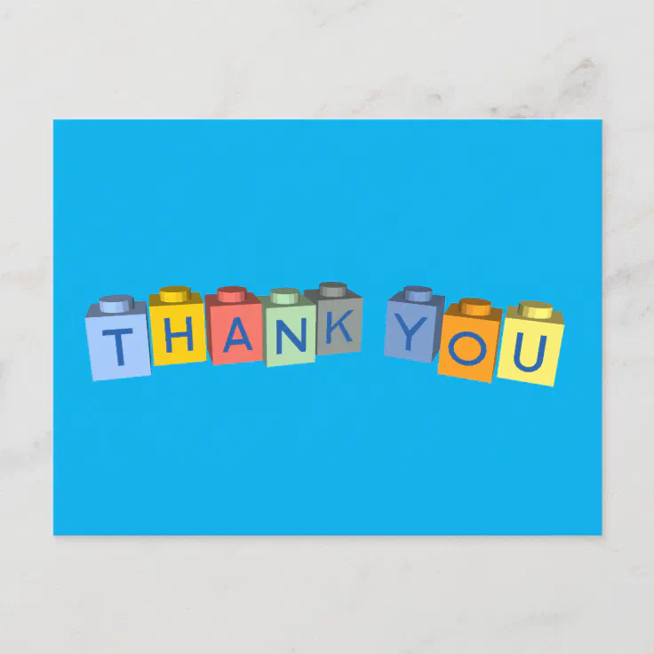 Building Blocks Thank You Message Postcard | Zazzle