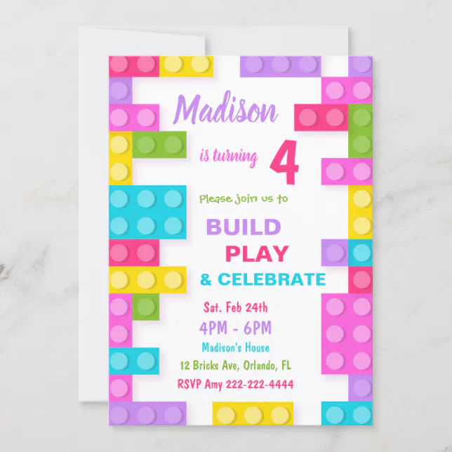 Building Bricks Invitations, Blocks Invitations | Zazzle