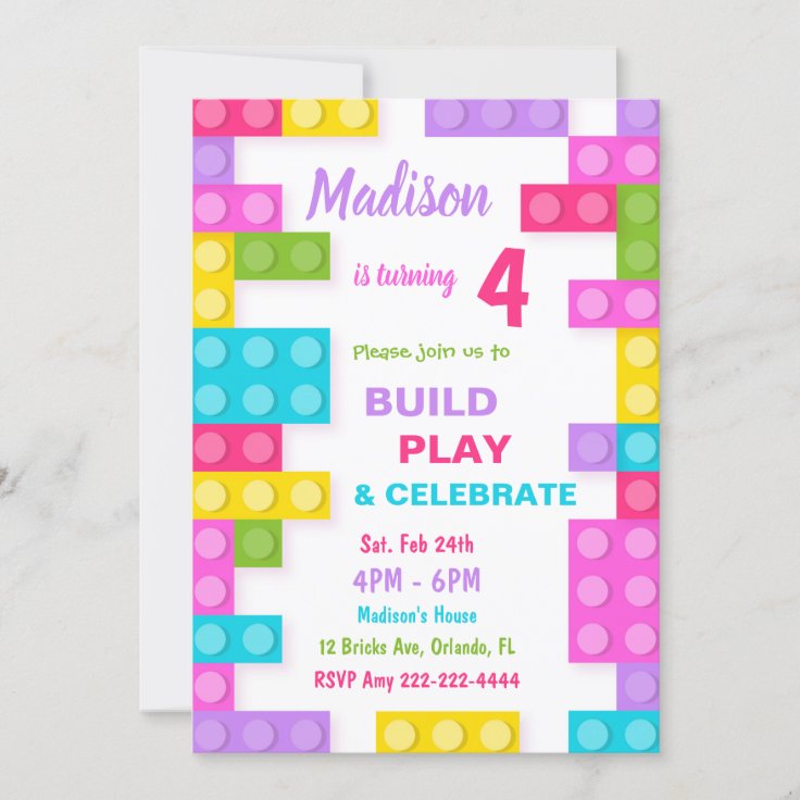Building Bricks Invitations, Blocks Invitations | Zazzle