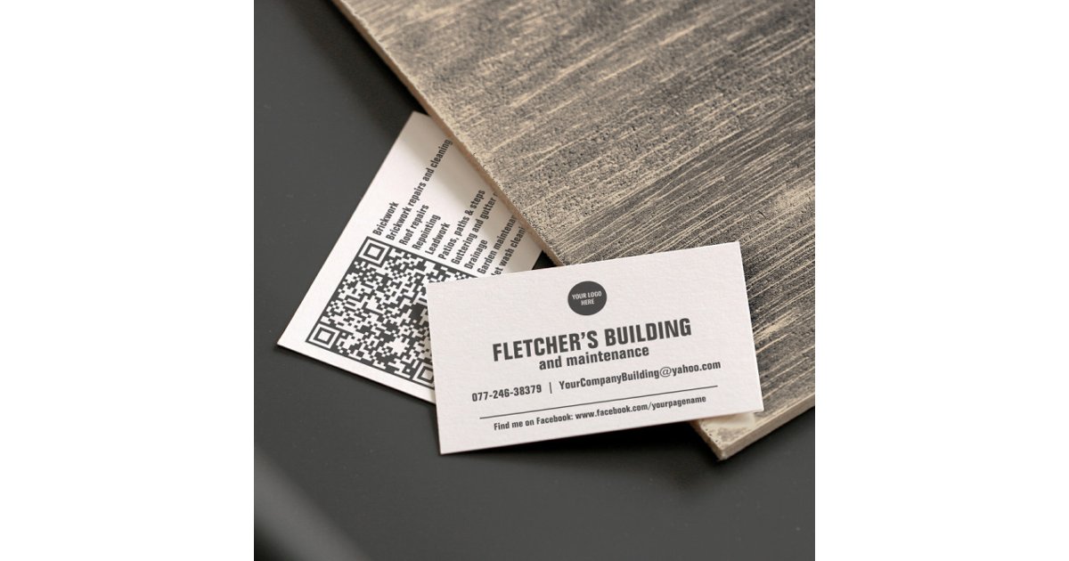 Building Construction Custom Logo QR Code Business Card | Zazzle
