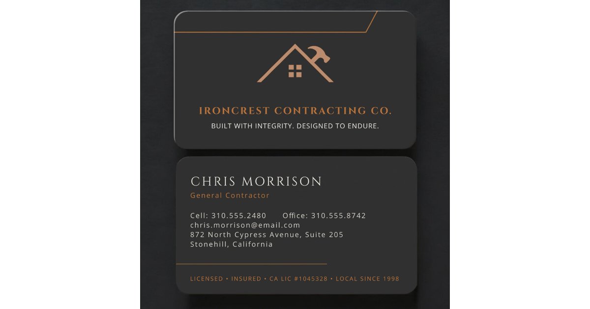 Building Construction General Contractor Business Card | Zazzle