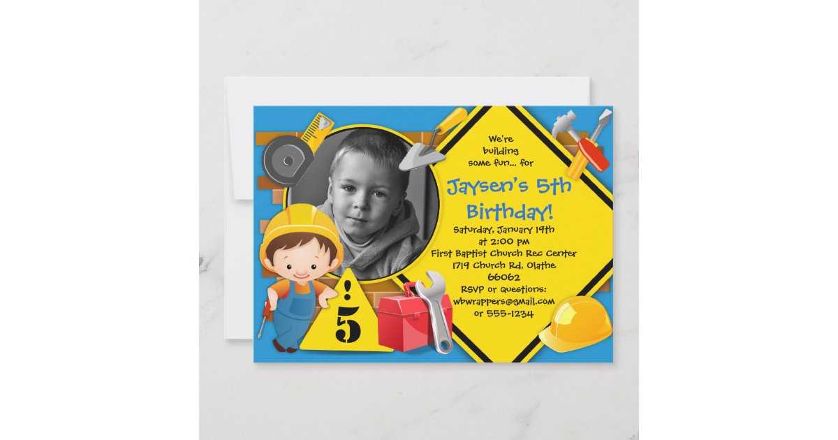 BUILDING SOME FUN Construction Party Invitation | Zazzle