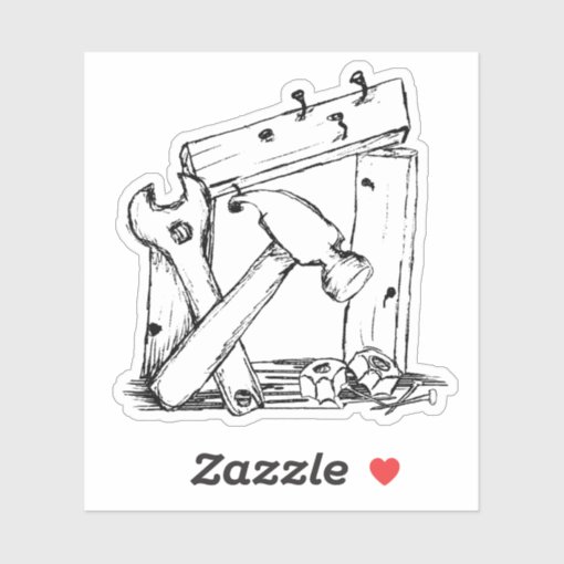 Building Tools Sketch Sticker | Zazzle