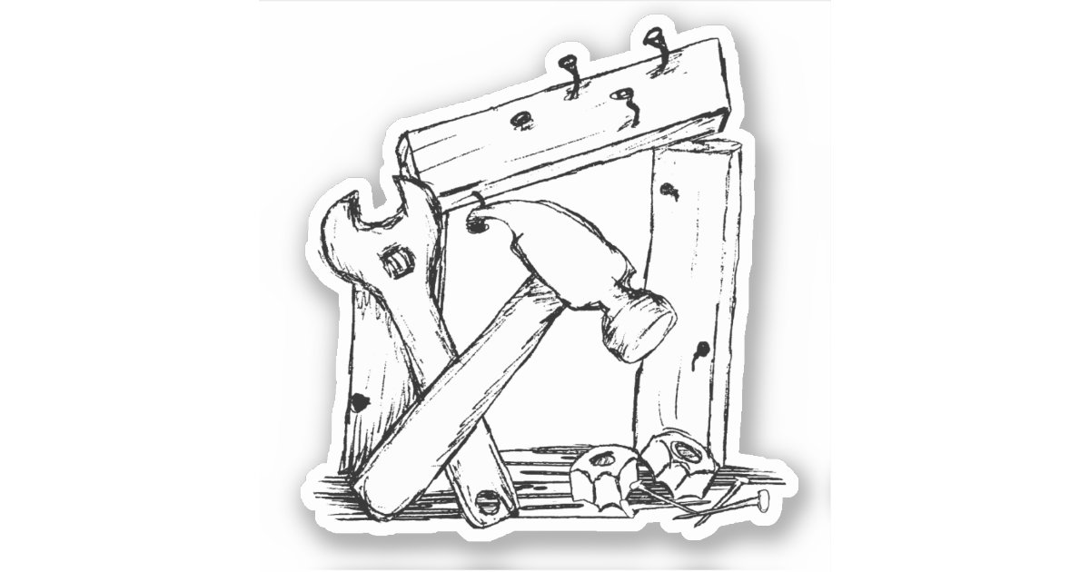 Building Tools Sketch Sticker | Zazzle