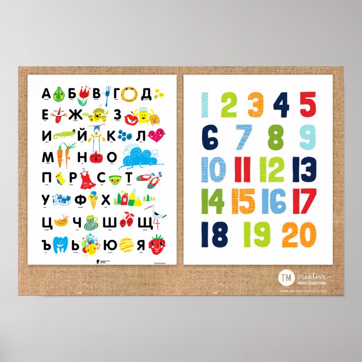 Bulgarian Alphabet and Numbers Poster | Zazzle