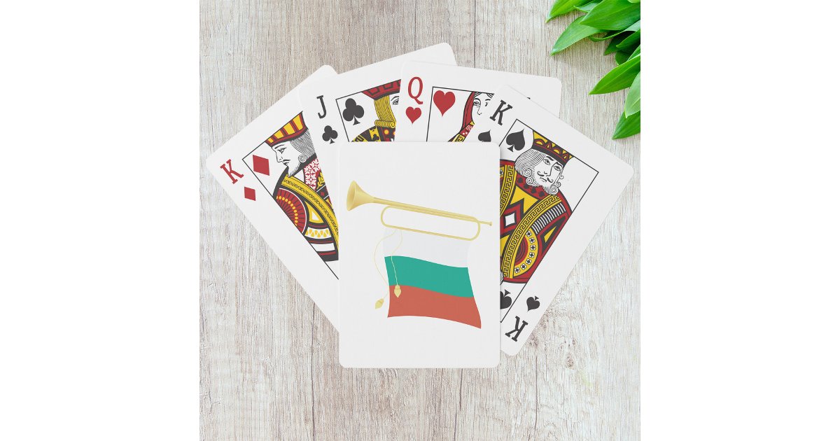 Bulgarian Flag And Bugle Playing Cards | Zazzle