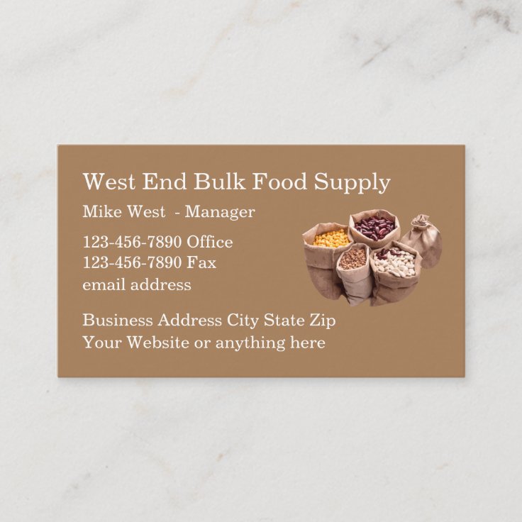 Bulk Food Supply Service Business Cards | Zazzle