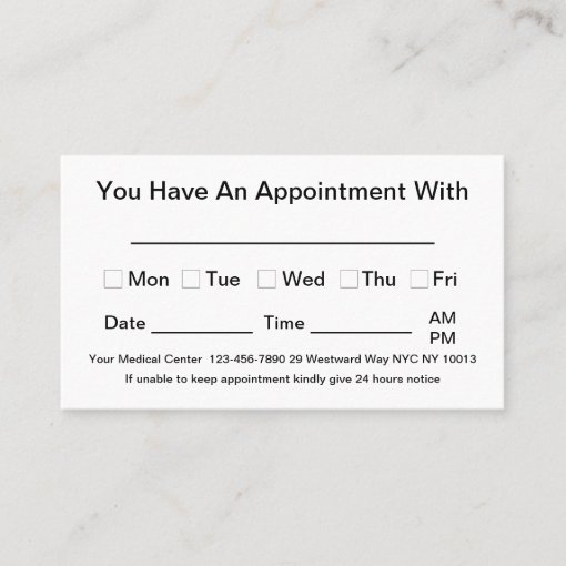 Bulk Office Appointment Reminder Business Cards | Zazzle