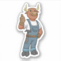 Bull as Handyman with Hammer Sticker | Zazzle