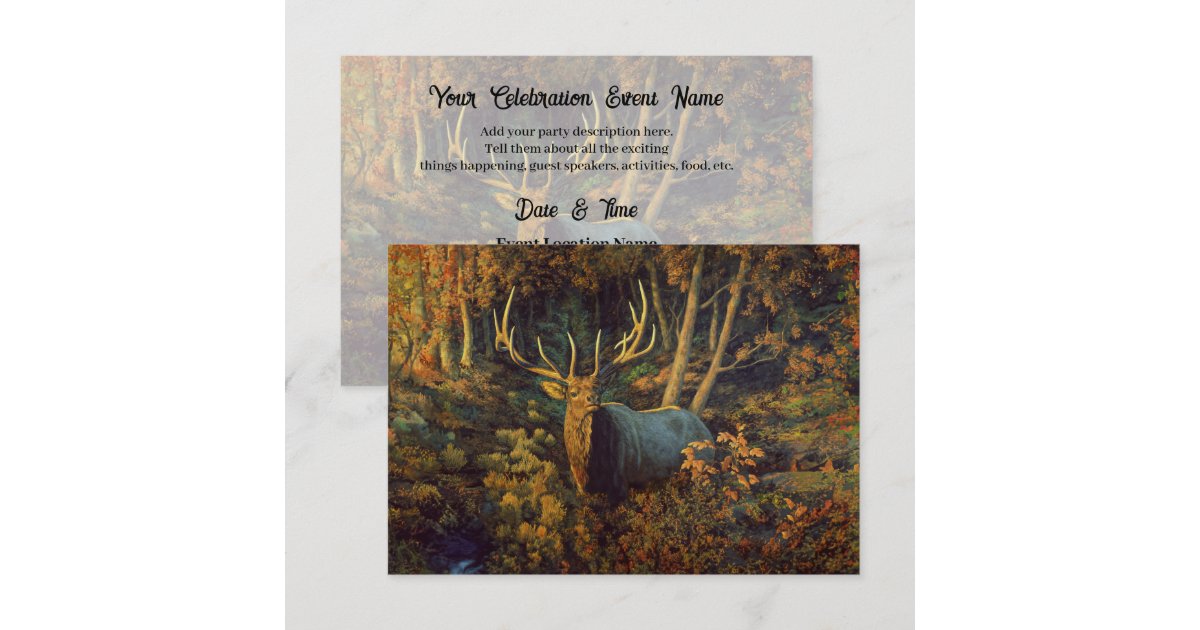 Bull Elk in Autumn Forest Invitation | Zazzle