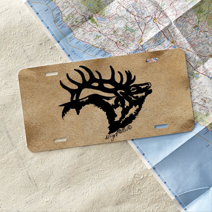 Bull Elk Silhouette License Plate | Zazzle.com