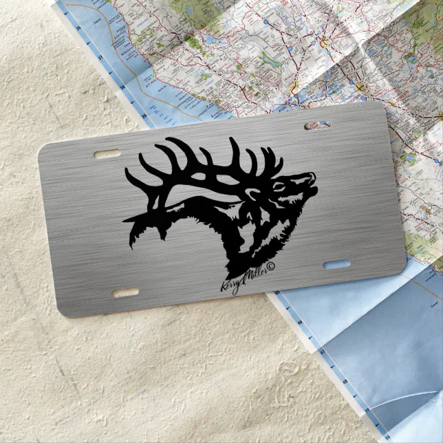 Bull Elk Silhouette License Plate | Zazzle