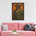 Bull in Tuxedo with Rose Framed Canvas Wall Art | Zazzle