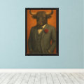 Bull in Tuxedo with Rose Framed Canvas Wall Art | Zazzle