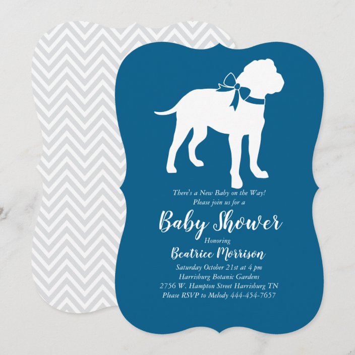 Bull Mastiff Dog Baby Shower Blue Boy Invitation | Zazzle.com