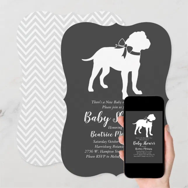 Bull Mastiff Dog Baby Shower Gender Neutral Invitation | Zazzle