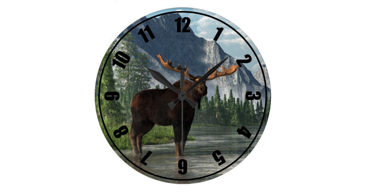 Bull Moose Large Clock | Zazzle.com
