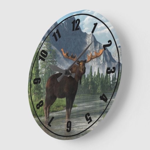 Bull Moose Large Clock | Zazzle