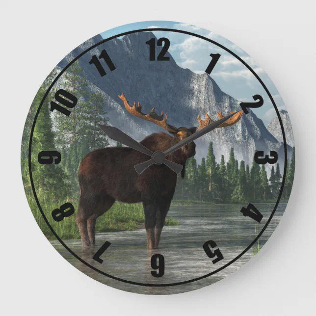 Bull Moose Large Clock | Zazzle