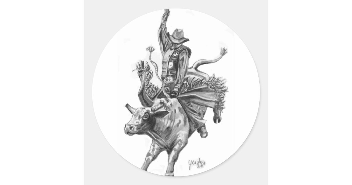 Bull Rider Classic Round Sticker | Zazzle