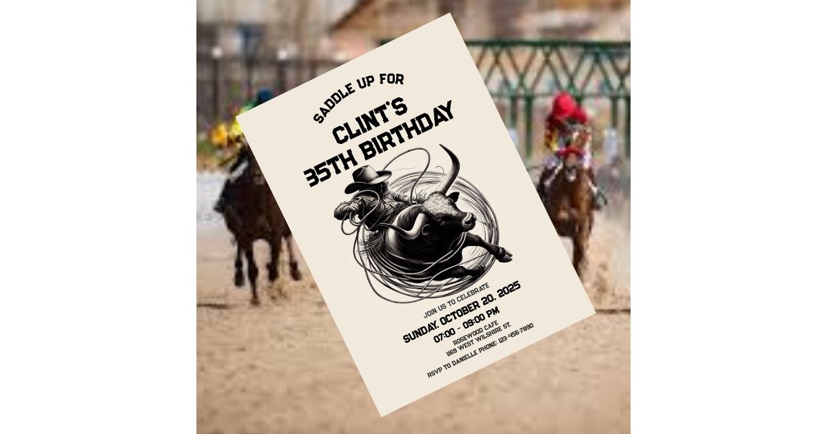 Bull Riding Rodeo Invitation, Cowboy Birthday Invitation | Zazzle