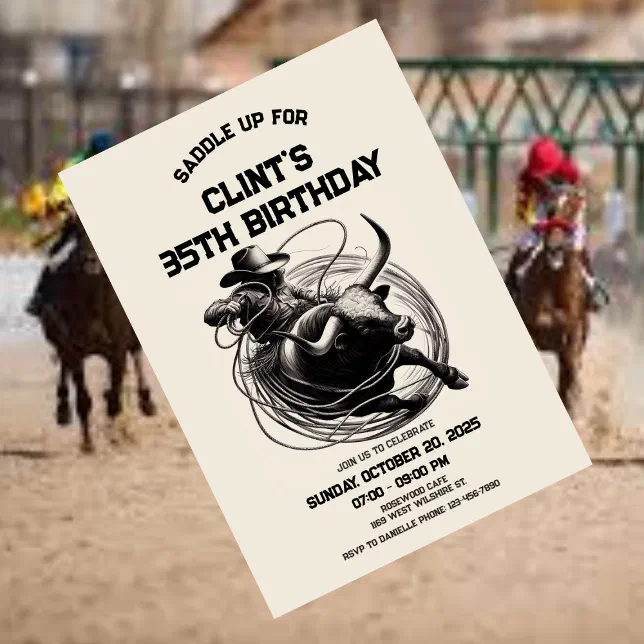 Bull Riding Rodeo Invitation, Cowboy Birthday Invitation | Zazzle
