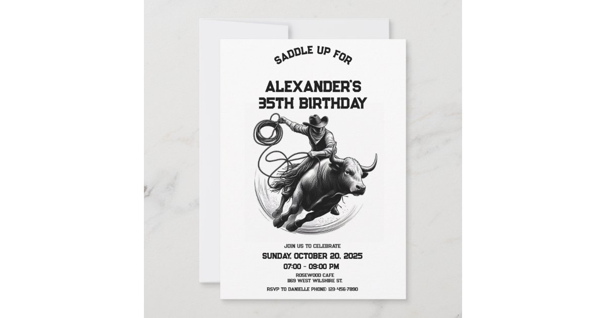 Bull Rodeo Birthday Invitation, Cowboy Birthday Invitation | Zazzle