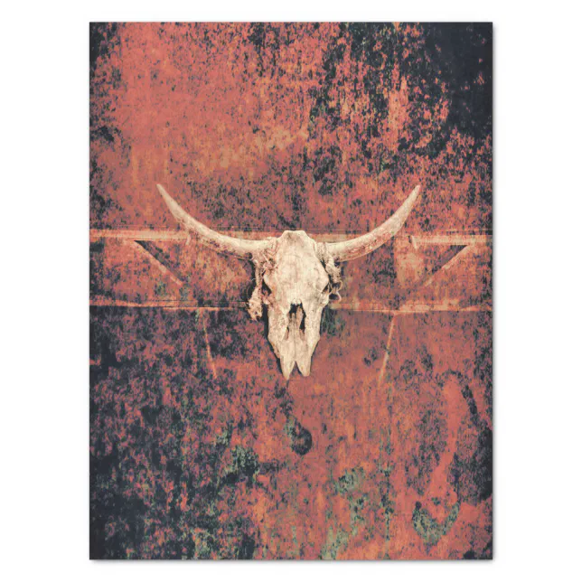 Bull Skull Western Country Brown Black Rustic Art Tissue Paper | Zazzle