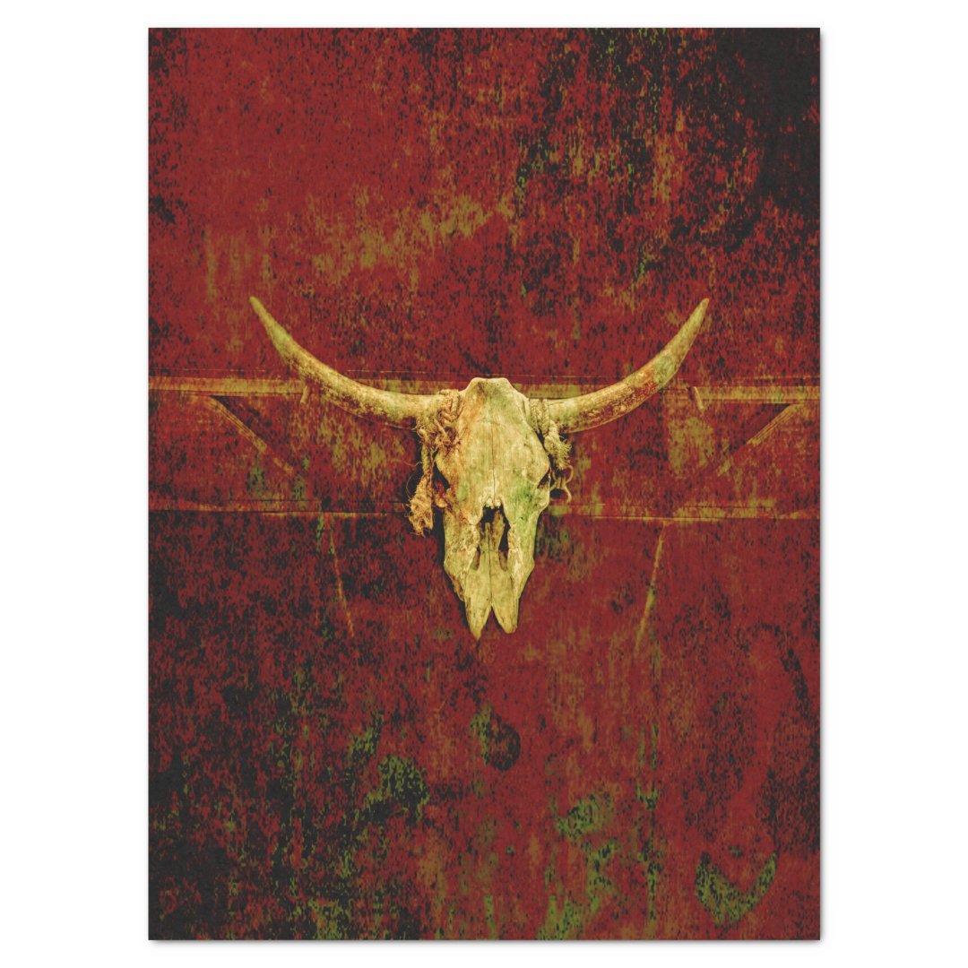 Bull Skull Western Country Brown Rustic Grunge Art Tissue Paper | Zazzle