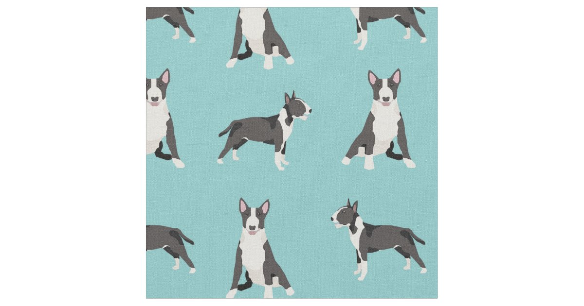 bull terrier dog turquoise fabric | Zazzle