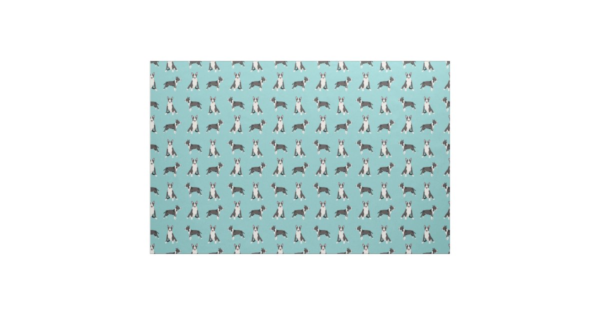 bull terrier dog turquoise fabric | Zazzle
