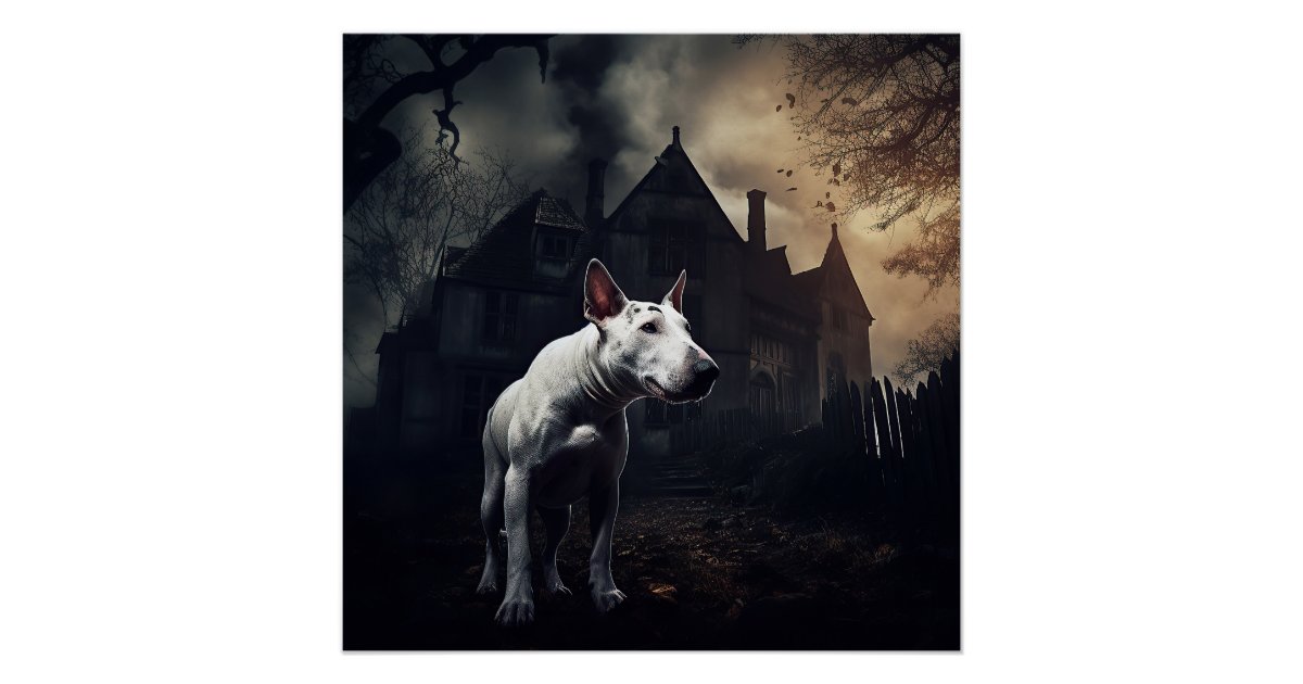 Bull Terrier Halloween Scary Poster | Zazzle