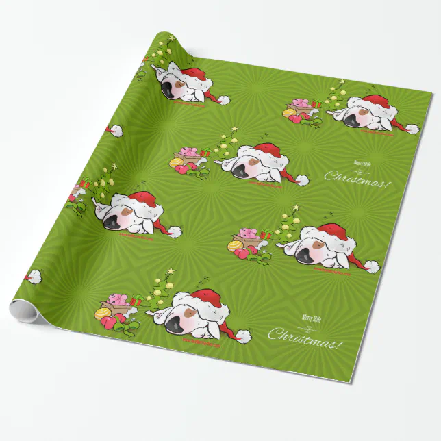 Bull Terrier Wrapping Paper "Merry Christmas" | Zazzle