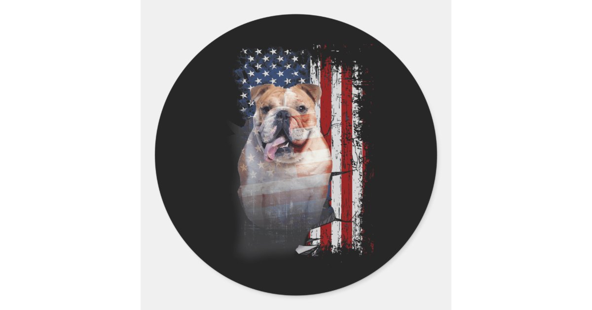 Bulldog America Flags Classic Round Sticker | Zazzle