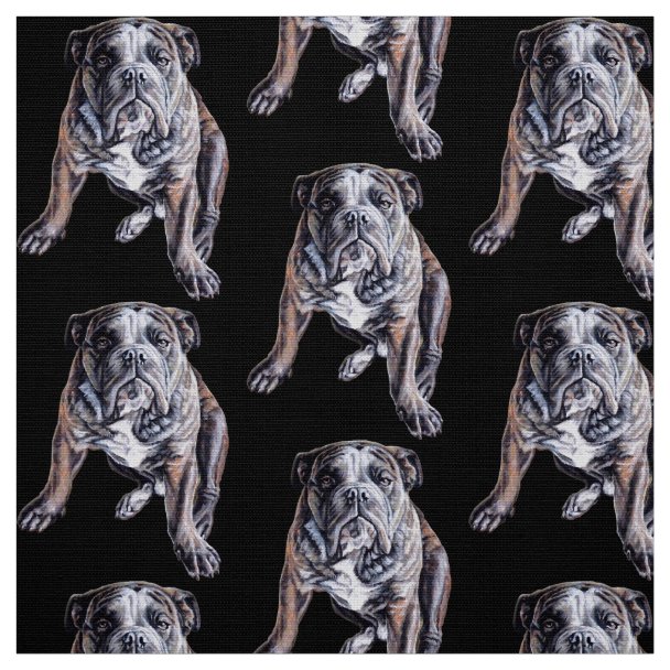 English Bulldogs dogs footballs sport pattern Fabric | Zazzle