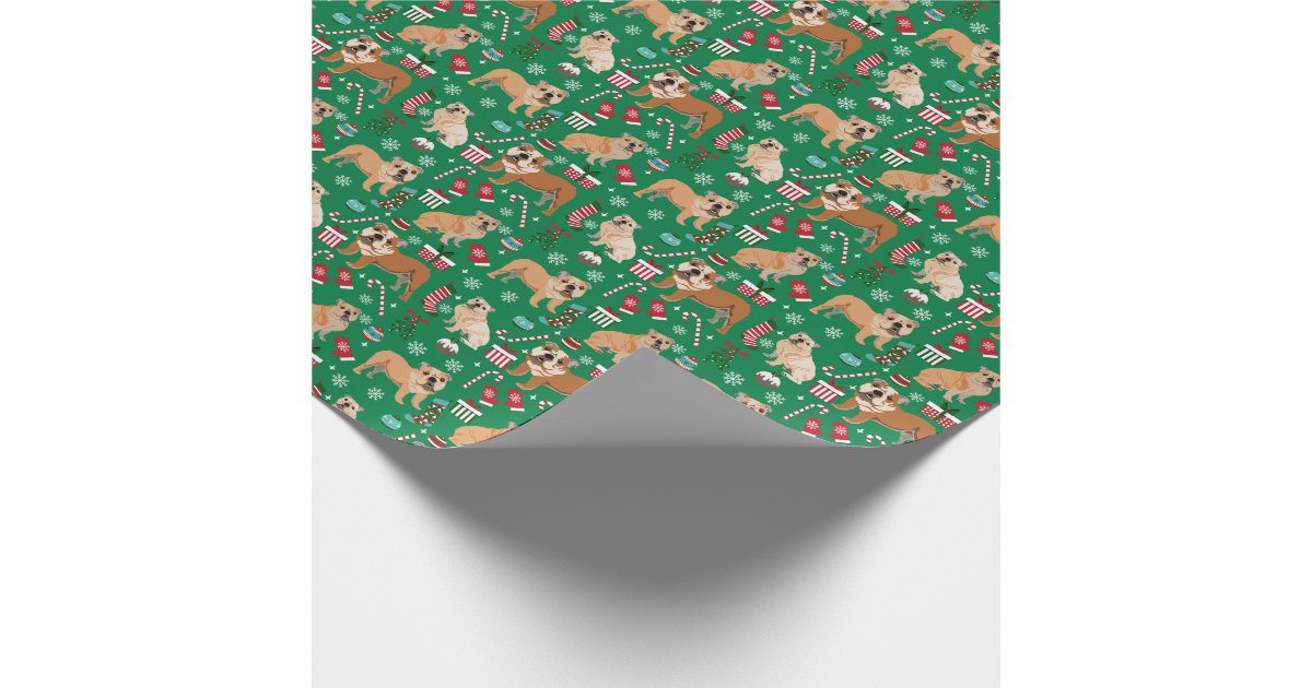 Bulldog Christmas dog Wrapping Paper | Zazzle