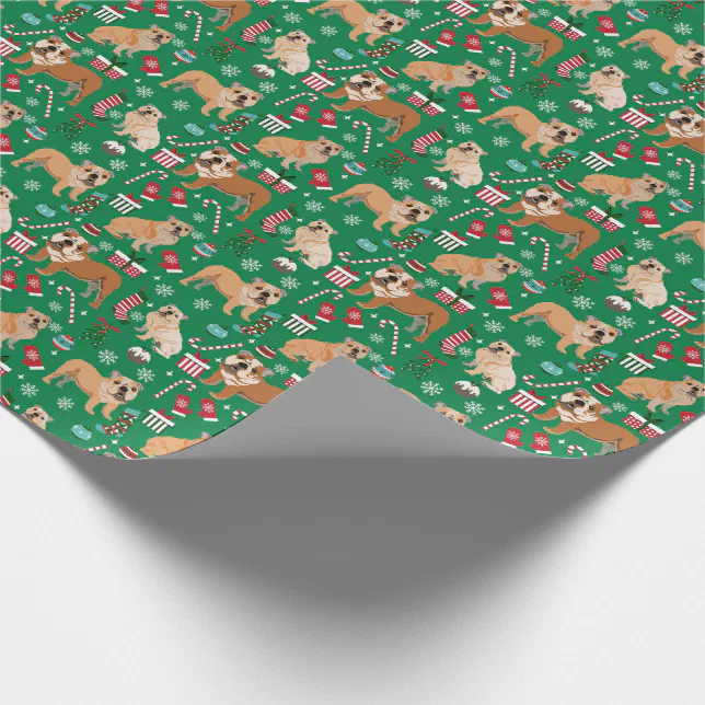 Bulldog Christmas dog Wrapping Paper | Zazzle