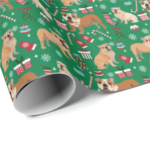 Bulldog Christmas dog Wrapping Paper | Zazzle