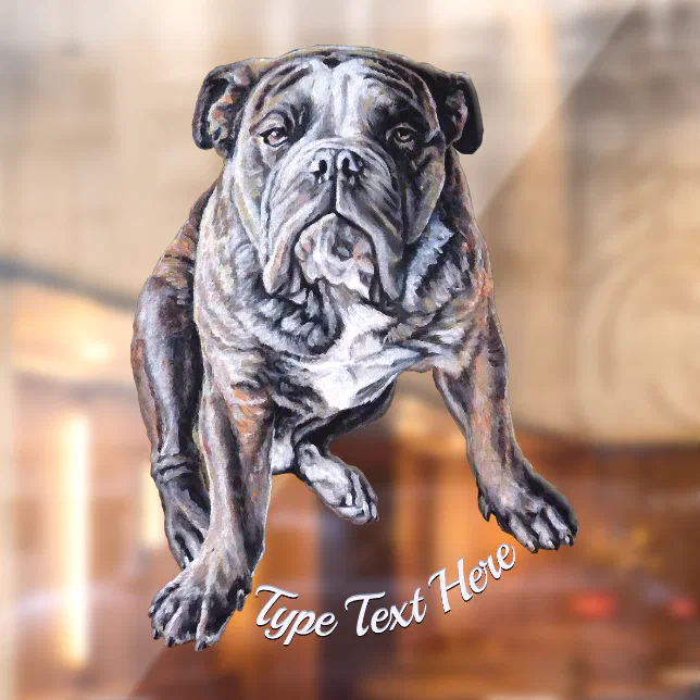 Bulldog Decal Bulldog Art Window Cling Personalize | Zazzle