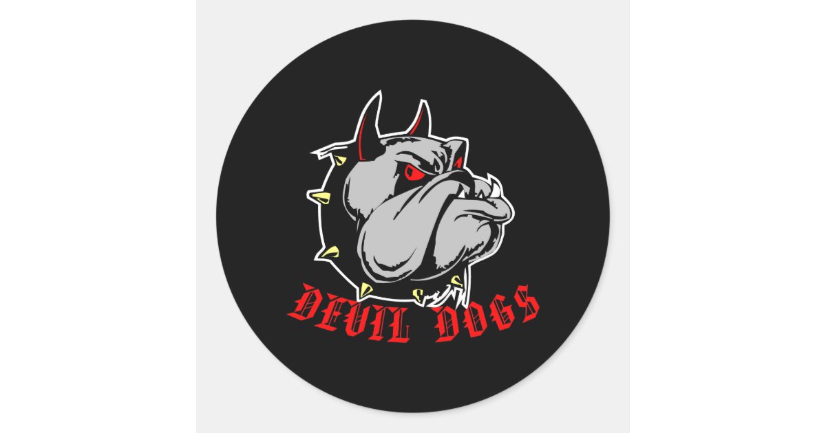 Bulldog Devil Dogs Black Classic Round Sticker | Zazzle