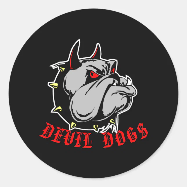 Bulldog Devil Dogs Black Classic Round Sticker | Zazzle