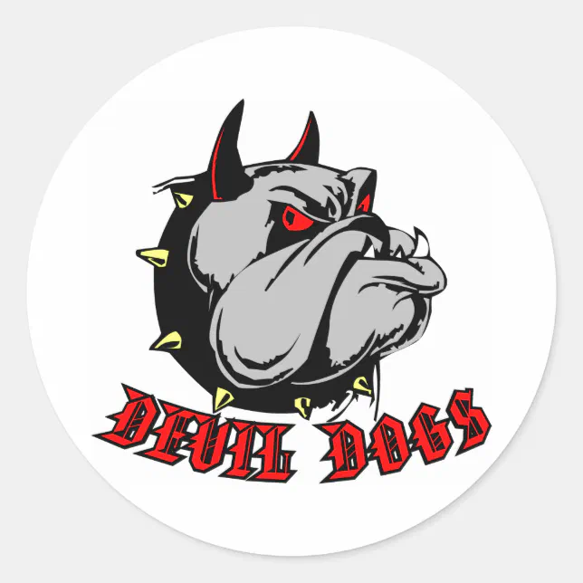 Bulldog Devil Dogs Classic Round Sticker | Zazzle