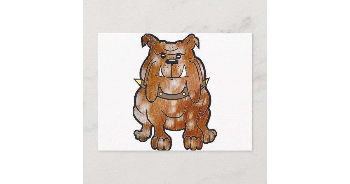 bulldog fallow cartoon postcard | Zazzle